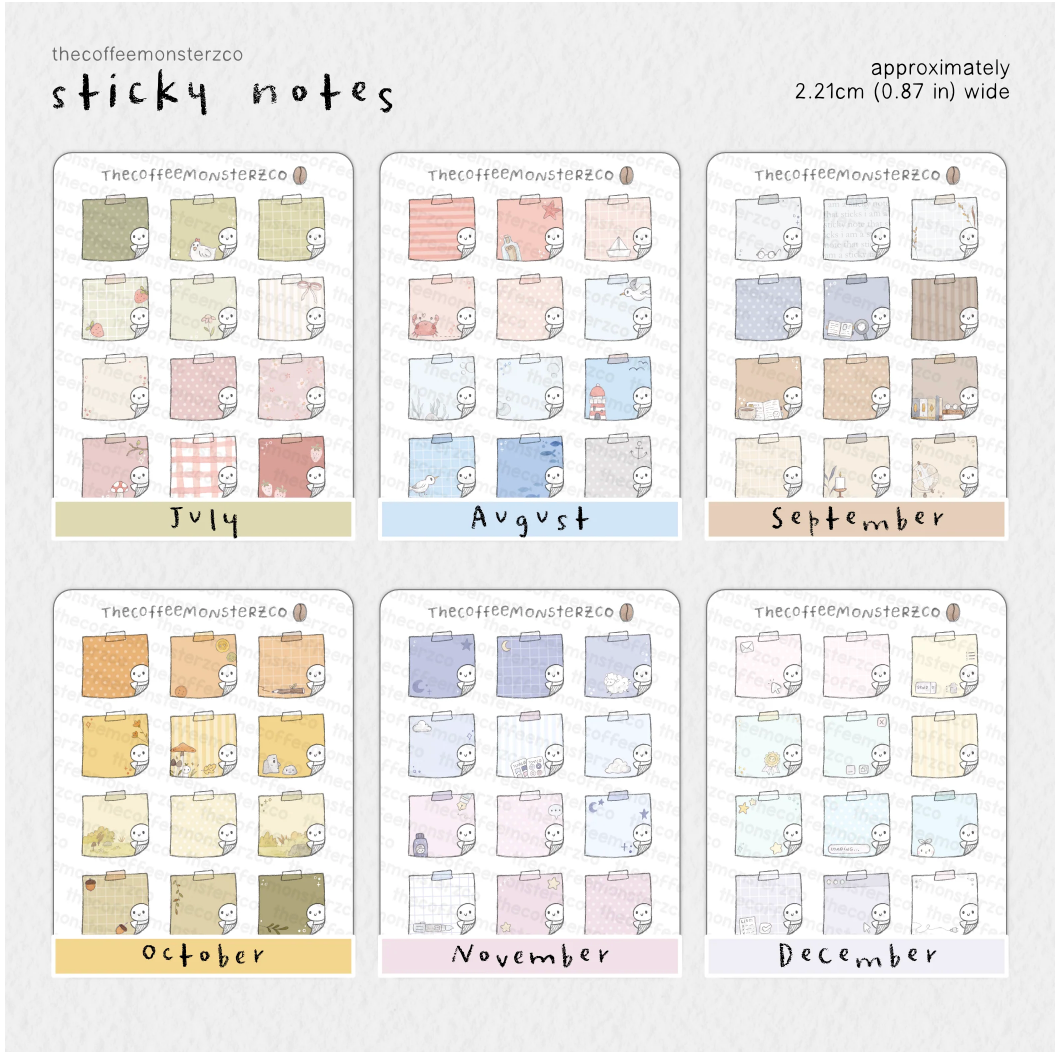 Sticker Sheets: 2026 Sticky Notes | July - Dec – Favourite Things ...